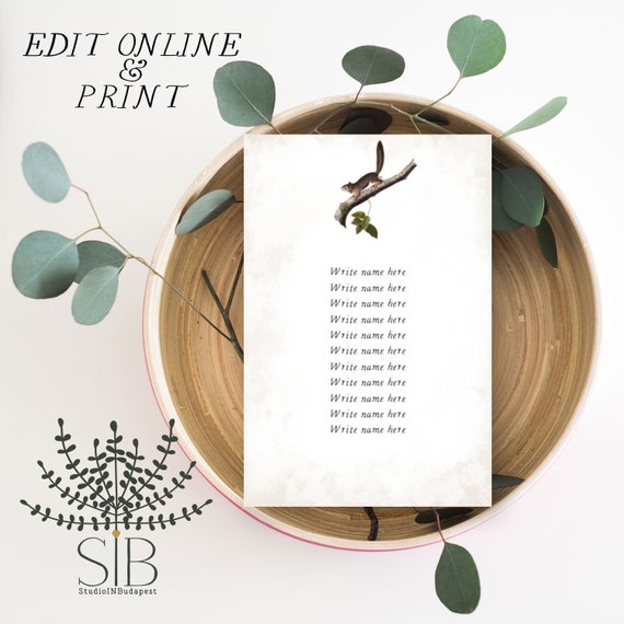 Woodland Animal Seating Cards Animal Forest Table Assignment | Etsy