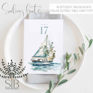 Sailboat Table Number Cards, Beach Table Numbers, Boat Wedding Table ...