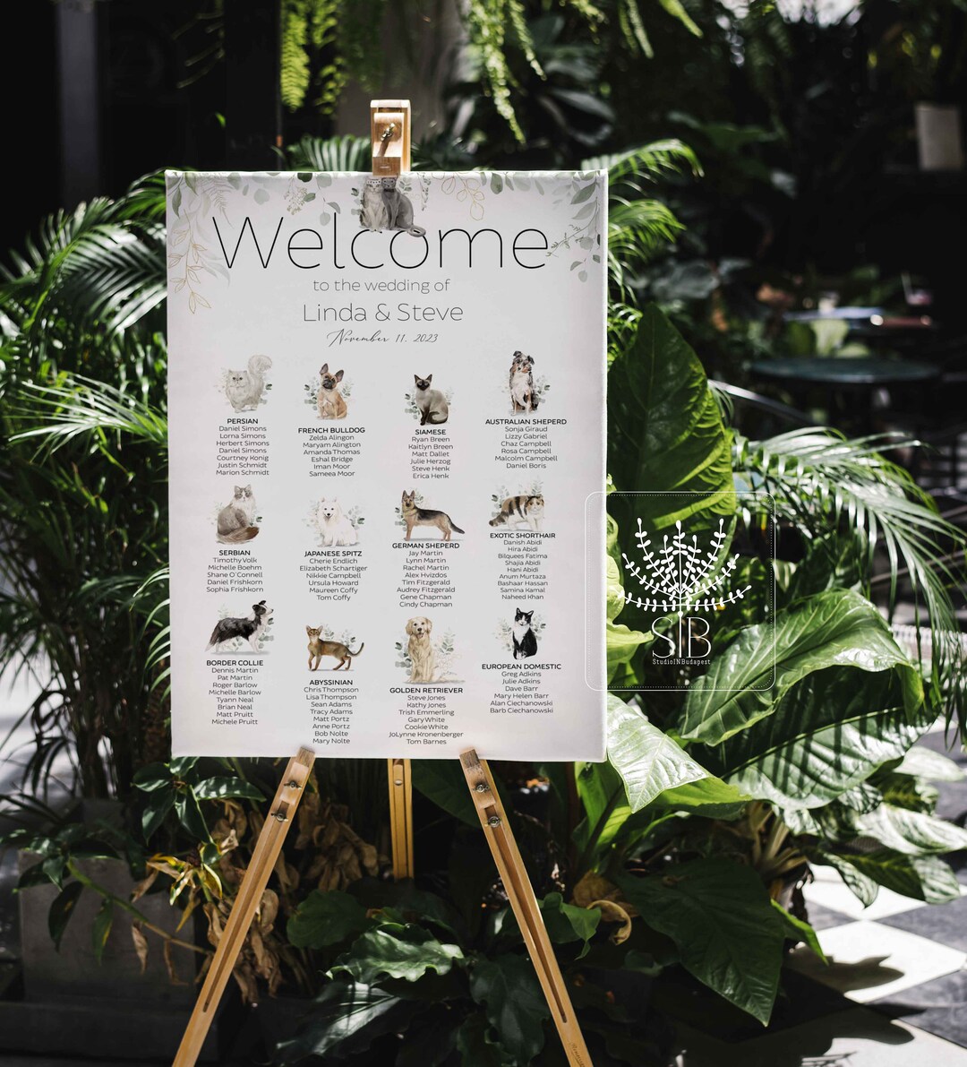 Cats and Dogs Wedding Seating Chart, Pets Seating Plan, Find Your Seat ...