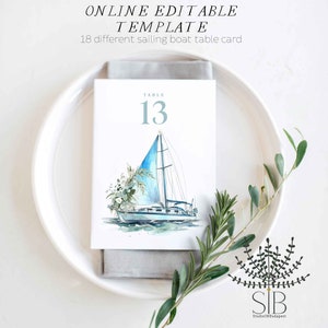 Sailboat Table Number Cards, Beach Table Numbers, Boat Wedding Table ...