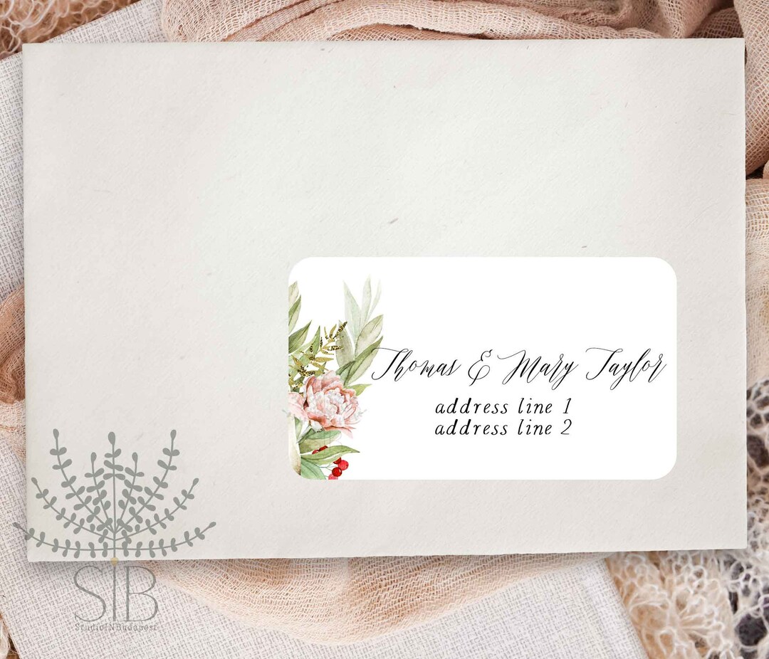 Envelope Address Label Template, Mailing Label, Rustic Flower Address ...