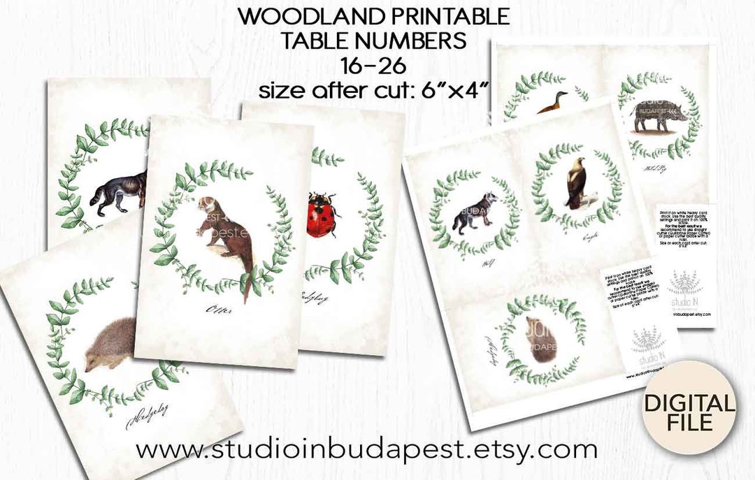 TABLE SIGN, Woodland Table Sign, Woodland Table Number 16-32, Forest ...