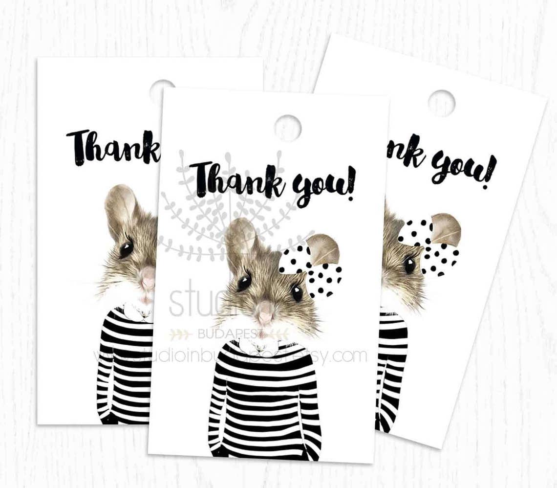 MOUSE THANK you TAG birthday thank you tags printable favor | Etsy