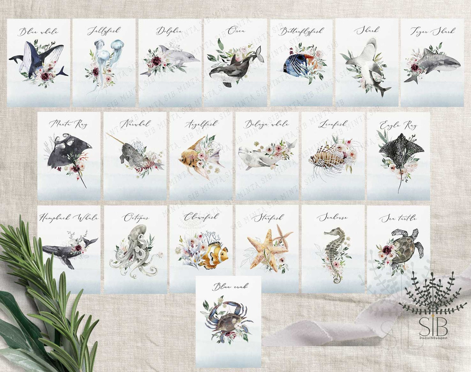 Marine Life Table Number Cards, Aquarium Wedding, Sea Life Table ...