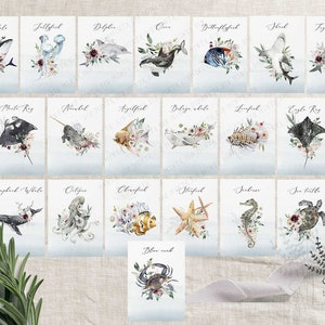 Marine Life Table Number Cards, Aquarium Wedding, Sea Life Table ...
