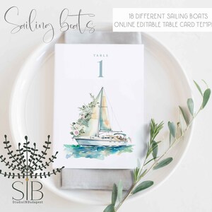 Sailboat Table Number Cards, Beach Table Numbers, Boat Wedding Table ...