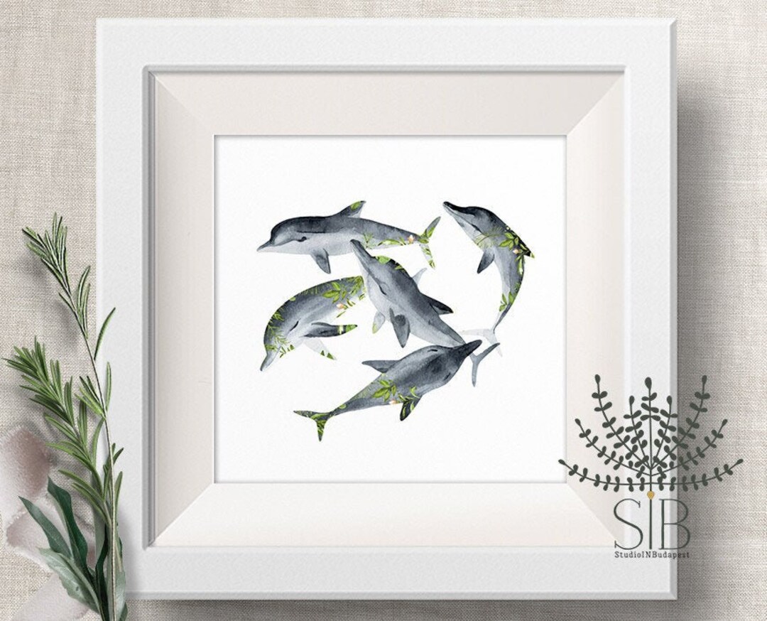 Dolphin Print, Nautical Printable, Nursery Printable, Ocean Kids Room ...