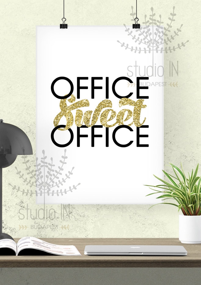 Office Sweet Office Gold Glitter Printable Office Decor - Etsy