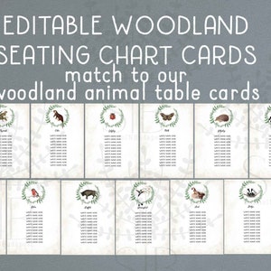 Woodland Animal Seating Chart Rustic Woodland Table Assignment Card ...