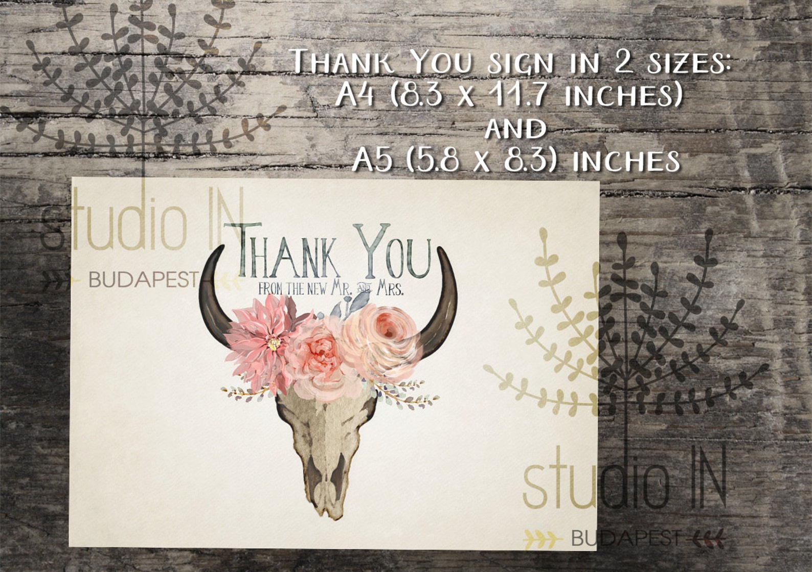 Thank You Sign Printablewedding Thank You Signbohemian Thank - Etsy