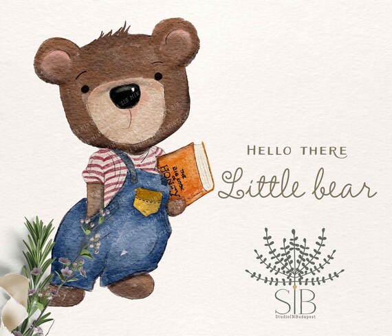 Cute Teddy Bear Watercolor Clipart: Hand Painted Teddy Bear / | Etsy