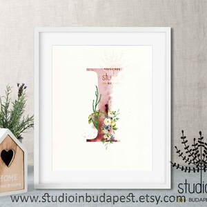 Letter R Watercolor Initial or Monogram With Purple Floral and Leaves ...