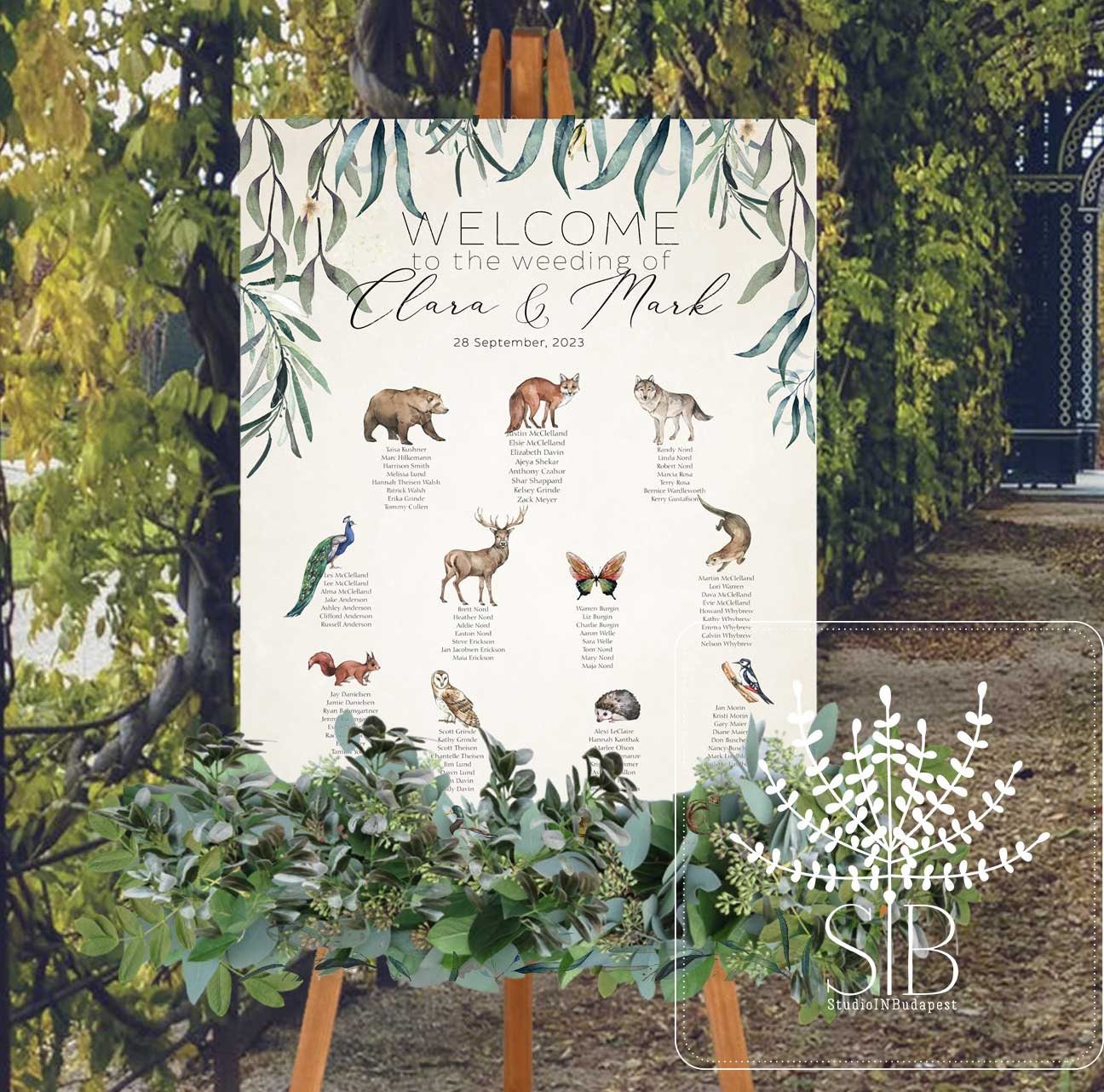 Woodland Animals Wedding Seating Chart for Outdoor or Forest - Etsy