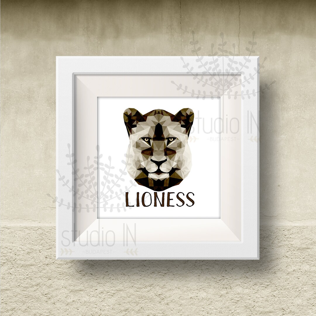 LIONESS Print Lioness Art Geometric Lioness Print Polygon - Etsy
