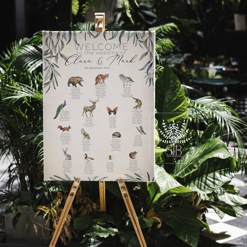 Woodland Animals Wedding Seating Chart for Outdoor or Forest - Etsy