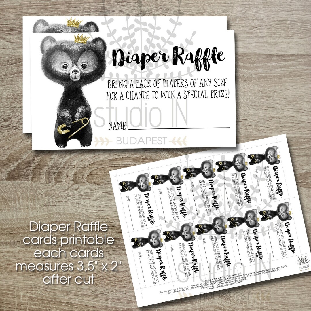 Diaper Raffle Template for Baby Shower Printable Bear Diaper - Etsy