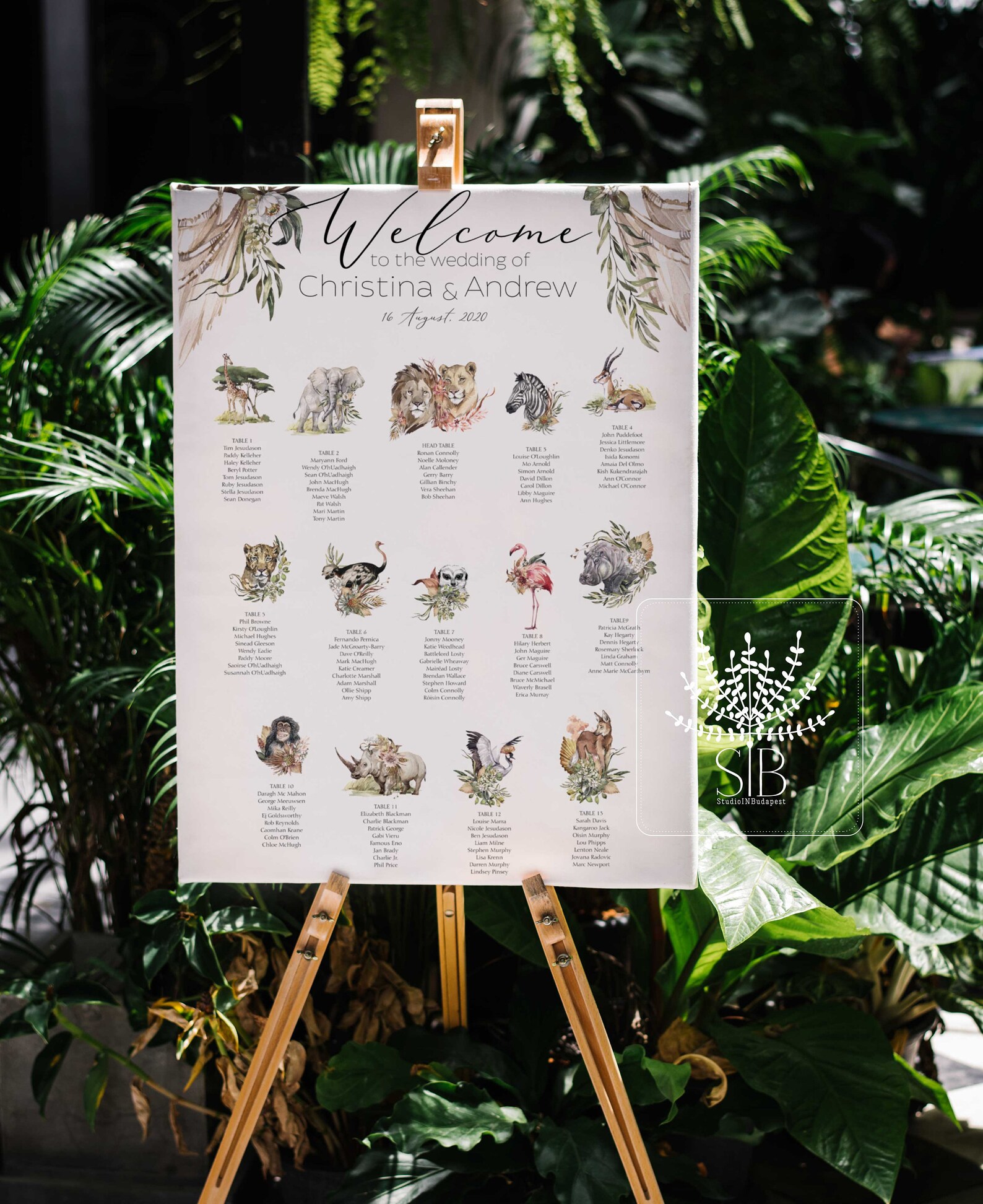 Safari Animal Seating Chart Boho Safari Wedding Seating Plan - Etsy