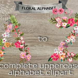 Colorful Flower Alphabet Clipart Illustration ABC Download - Etsy