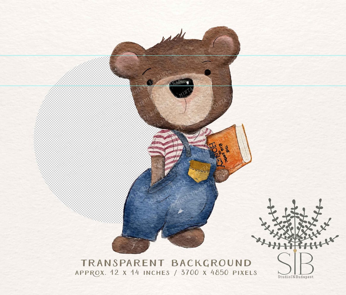 Cute Teddy Bear Watercolor Clipart: Hand Painted Teddy Bear / - Etsy