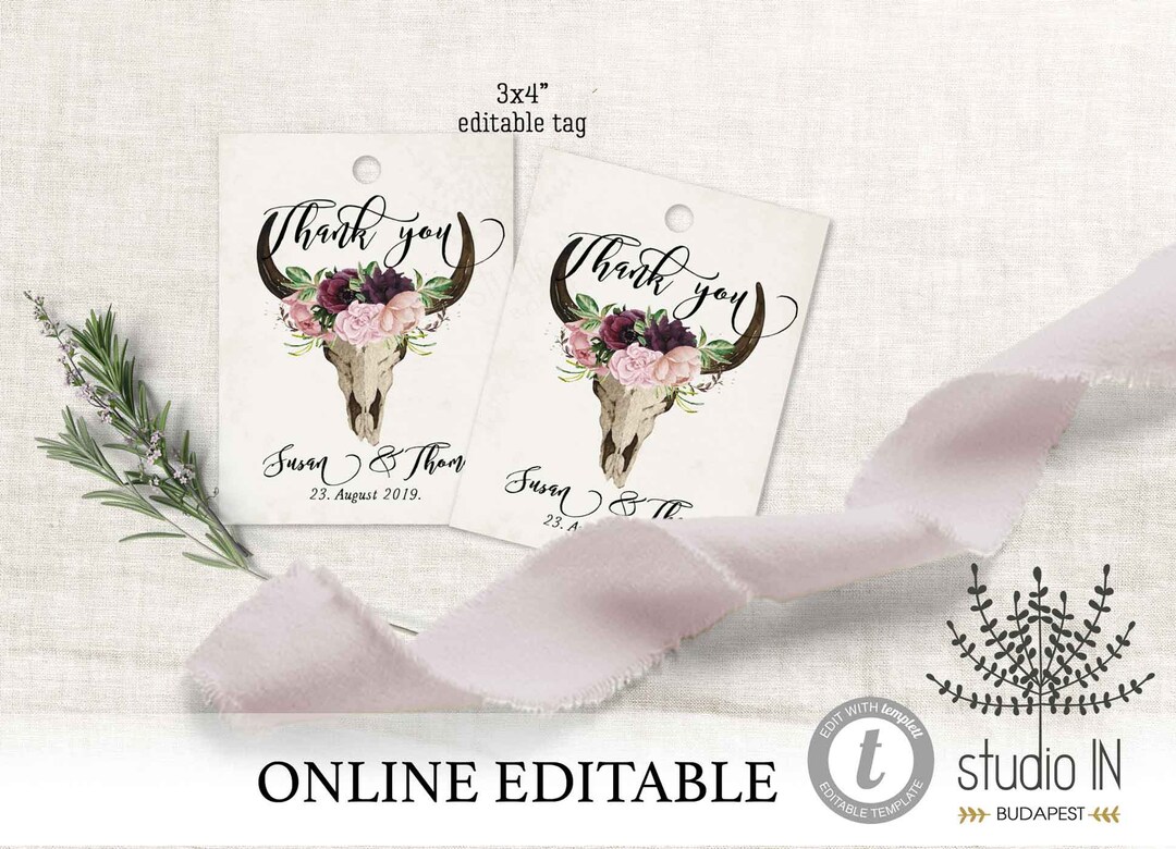 Boho Gift Tag Boho Wedding Gift Tag Editable Tags Rustic - Etsy