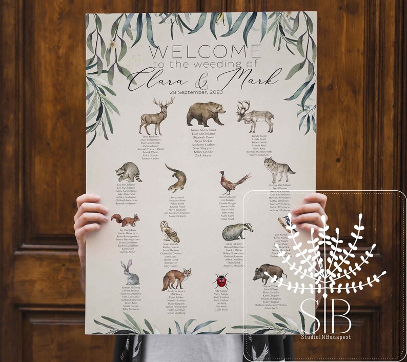 Woodland Animals Wedding Seating Chart for Outdoor or Forest - Etsy