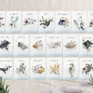 Marine life table number cards aquarium wedding sea life | Etsy