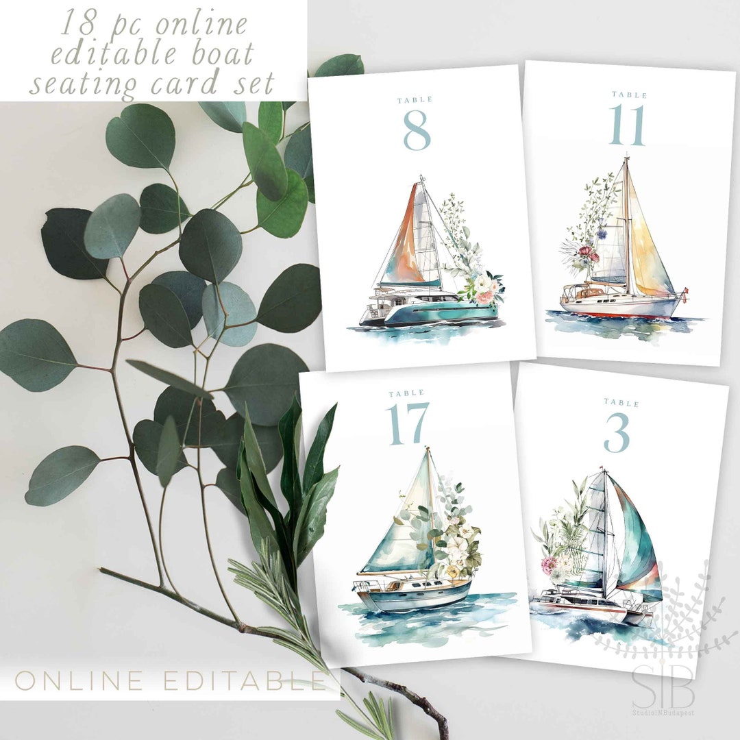 Sailboat Table Number Cards, Beach Table Numbers, Boat Wedding Table ...