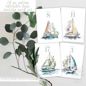 Sailboat Table Number Cards, Beach Table Numbers, Boat Wedding Table ...