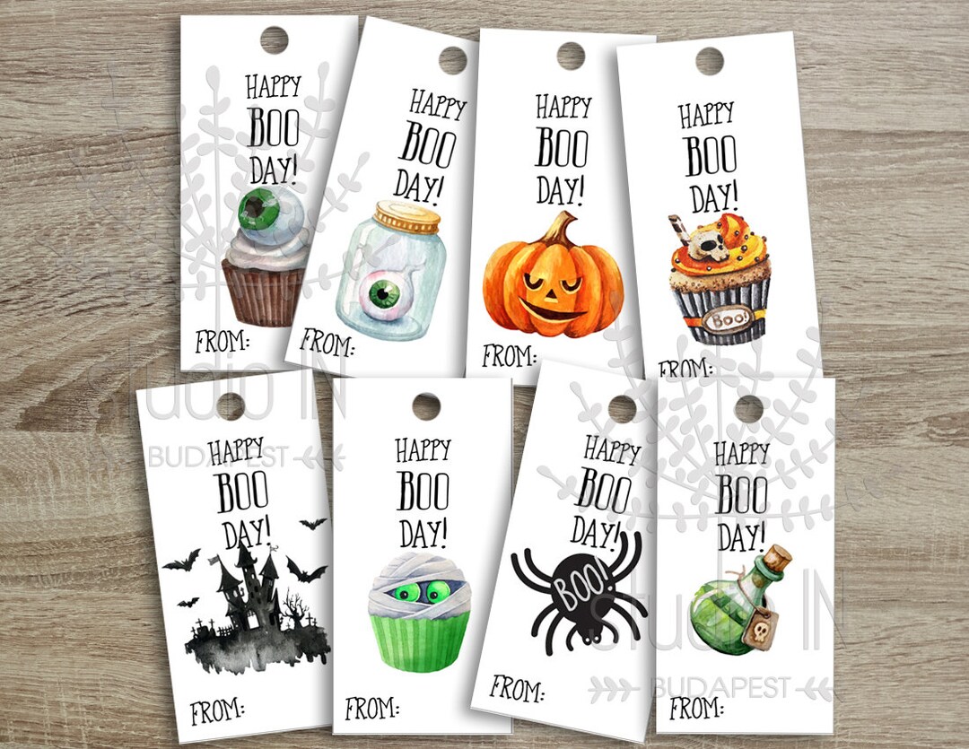 Printable Halloween Favor Tags, Kids Halloween Party Favor Tags, Treat ...