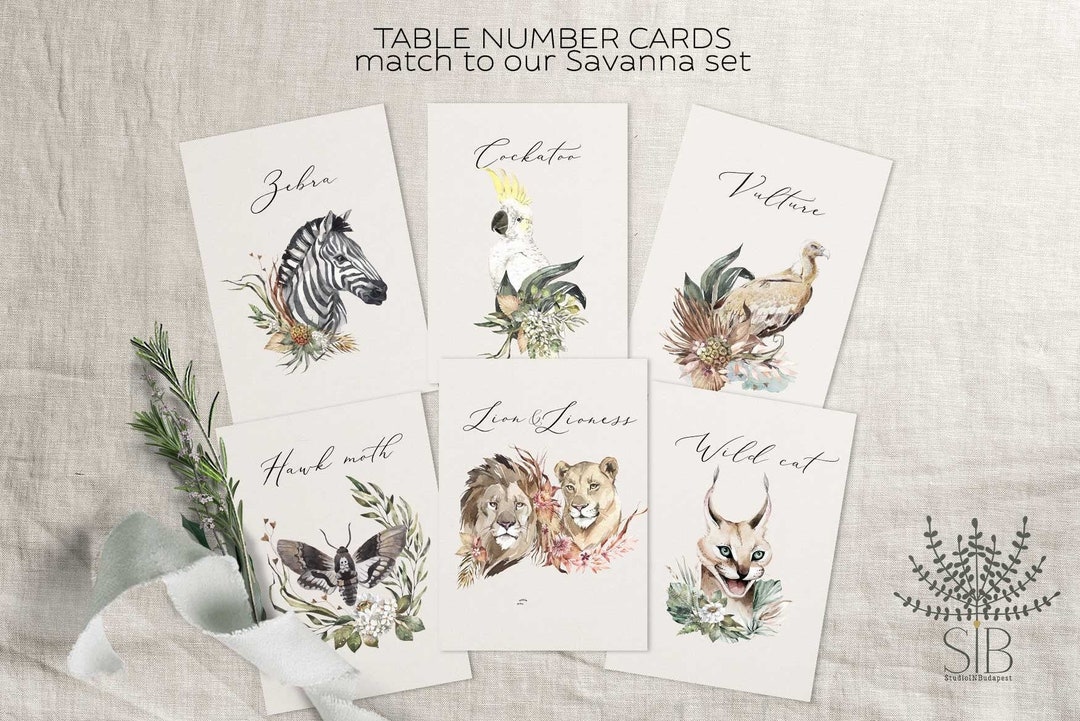 Jungle Animals Table Number Cards, Online Editable Table Number ...