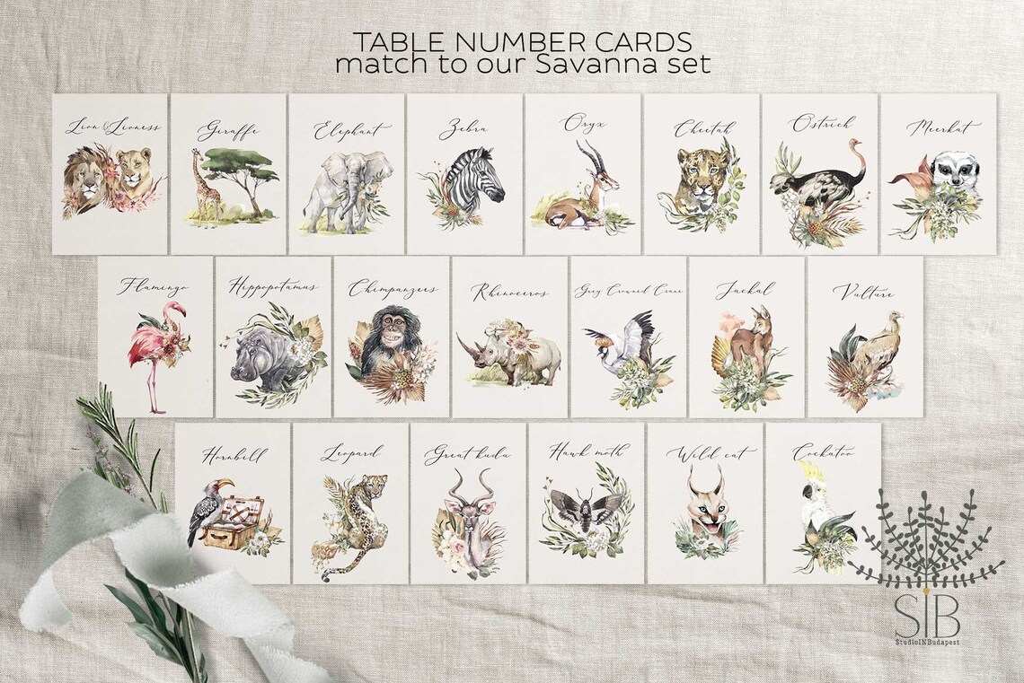 Jungle Animals Table Number Cards Online Editable Table - Etsy