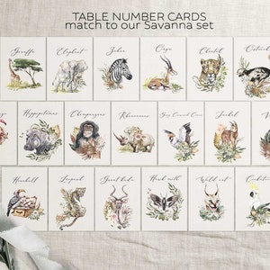Jungle Animals Table Number Cards, Online Editable Table Number ...