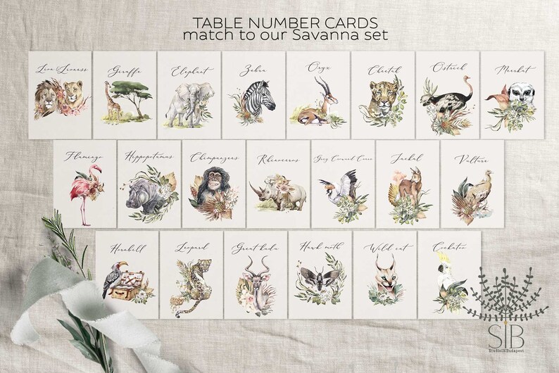 Jungle Animals Table Number Cards Online Editable Table - Etsy