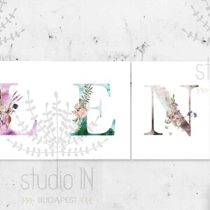 Letter R Watercolor Initial or Monogram With Purple Floral and Leaves ...