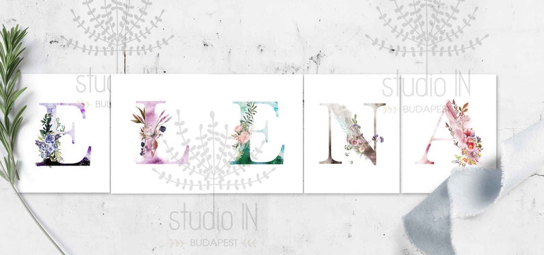 Letter R Watercolor Initial or Monogram With Purple Floral and - Etsy