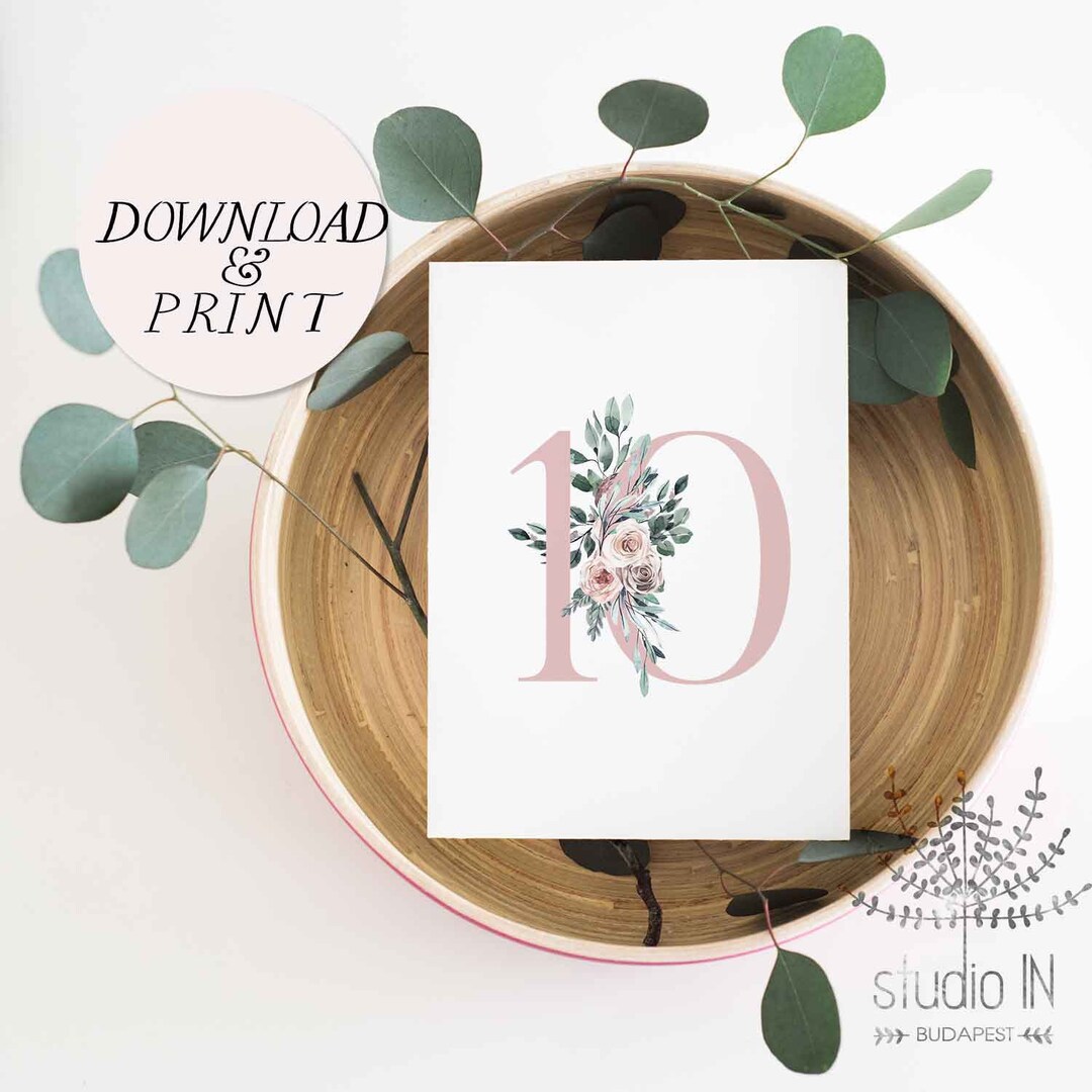 Table Numbers, Printable Table Numbers, Boho Table Number, Dusty Pink ...
