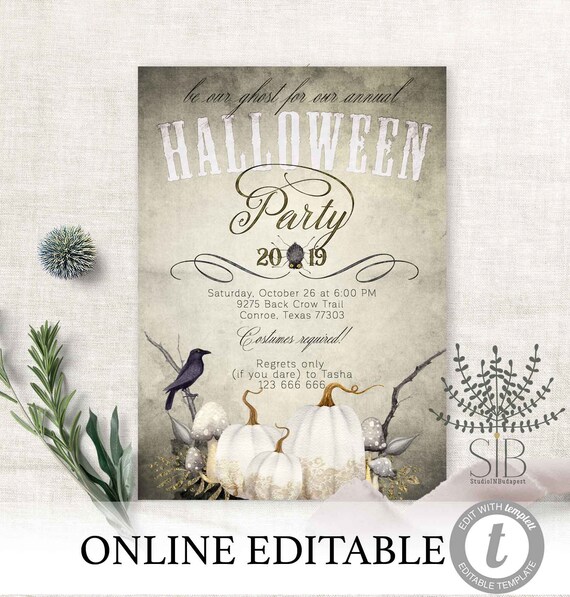 Halloween Bash Invitation Template Costume Party Invitation - Etsy