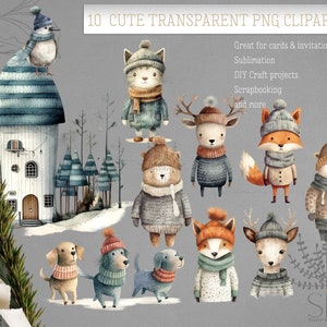 Cute Winter Characters Clipart, Forest Animal Png Clipart - Etsy