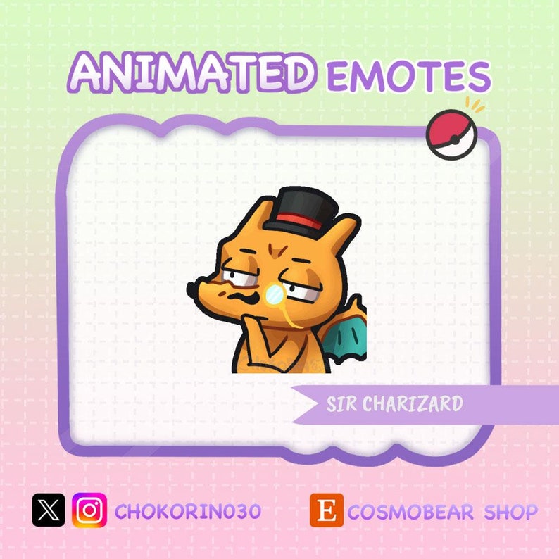 Sir Charizard Animated Emote for Twitch - Discord - Etsy