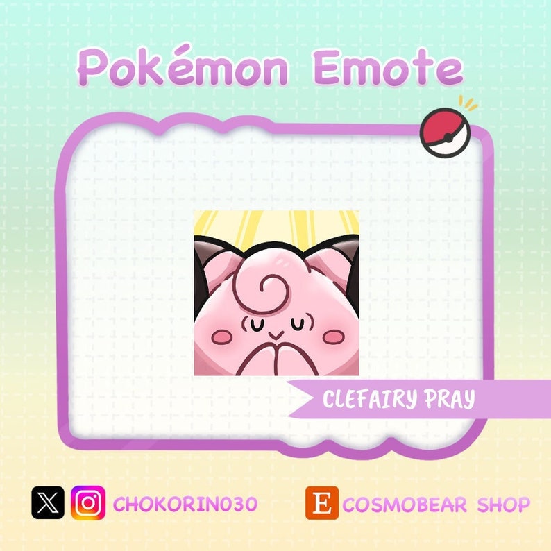 Clefairy Pray Emote for Twitch Discord - Etsy