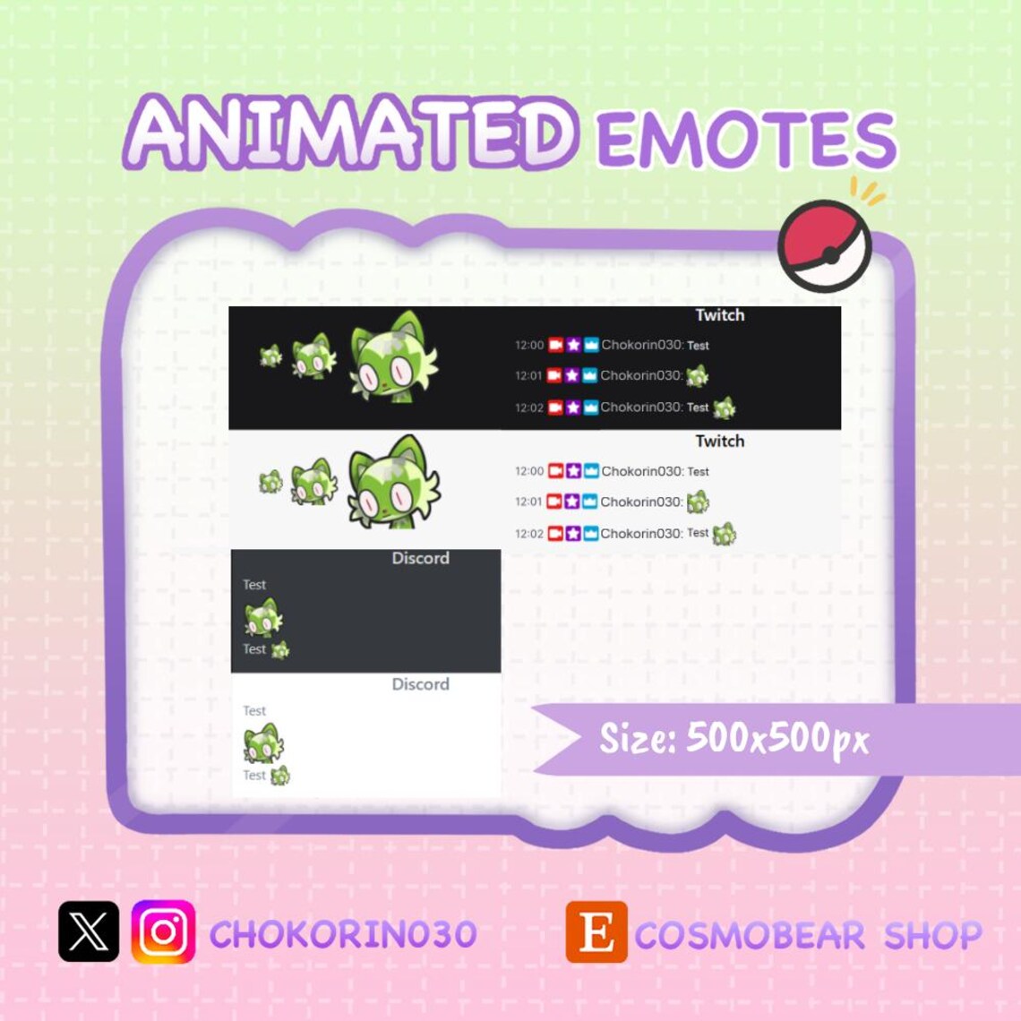 Sprigatito Loading Animated Emote for Twitch - Discord - Etsy