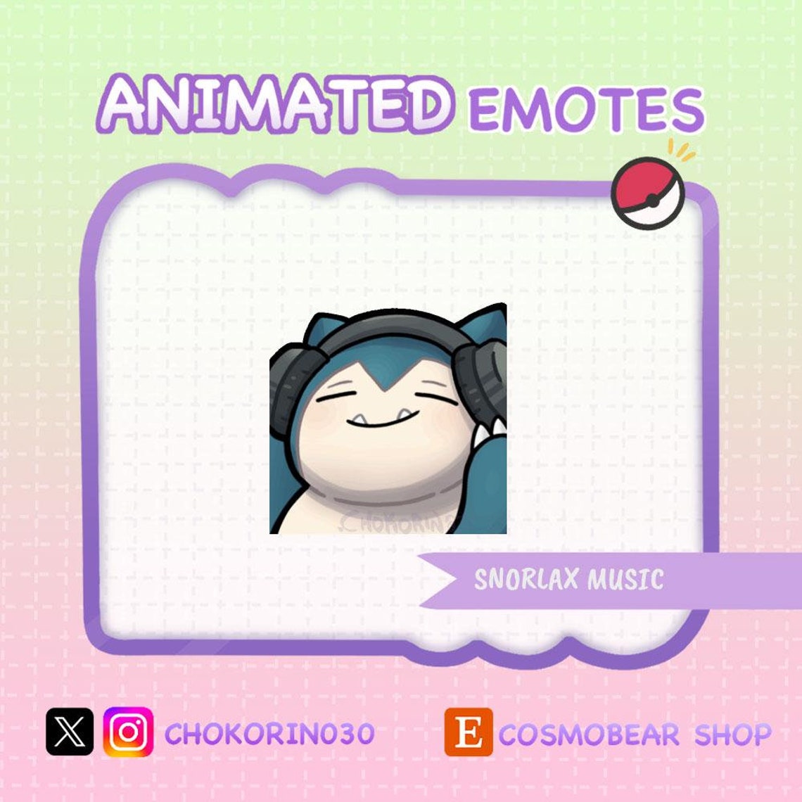 Snorlax Music Animated Emote for Twitch - Discord - Etsy
