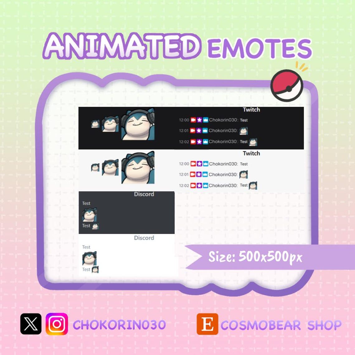 Snorlax Music Animated Emote for Twitch - Discord - Etsy
