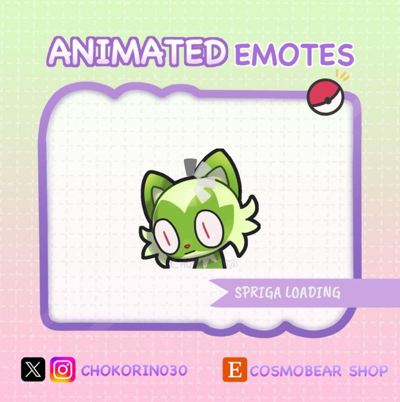 Sprigatito Loading Animated Emote for Twitch - Discord - Etsy