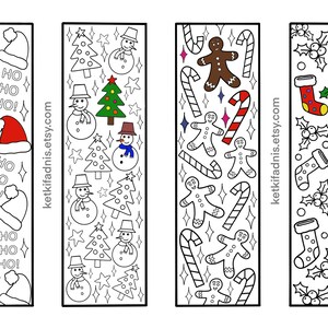 Christmas Coloring Bookmarks Bookmarks Coloring Page - Etsy