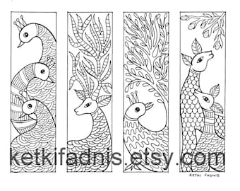 Coloring bookmarks Sea creatures bookmarks coloring page | Etsy