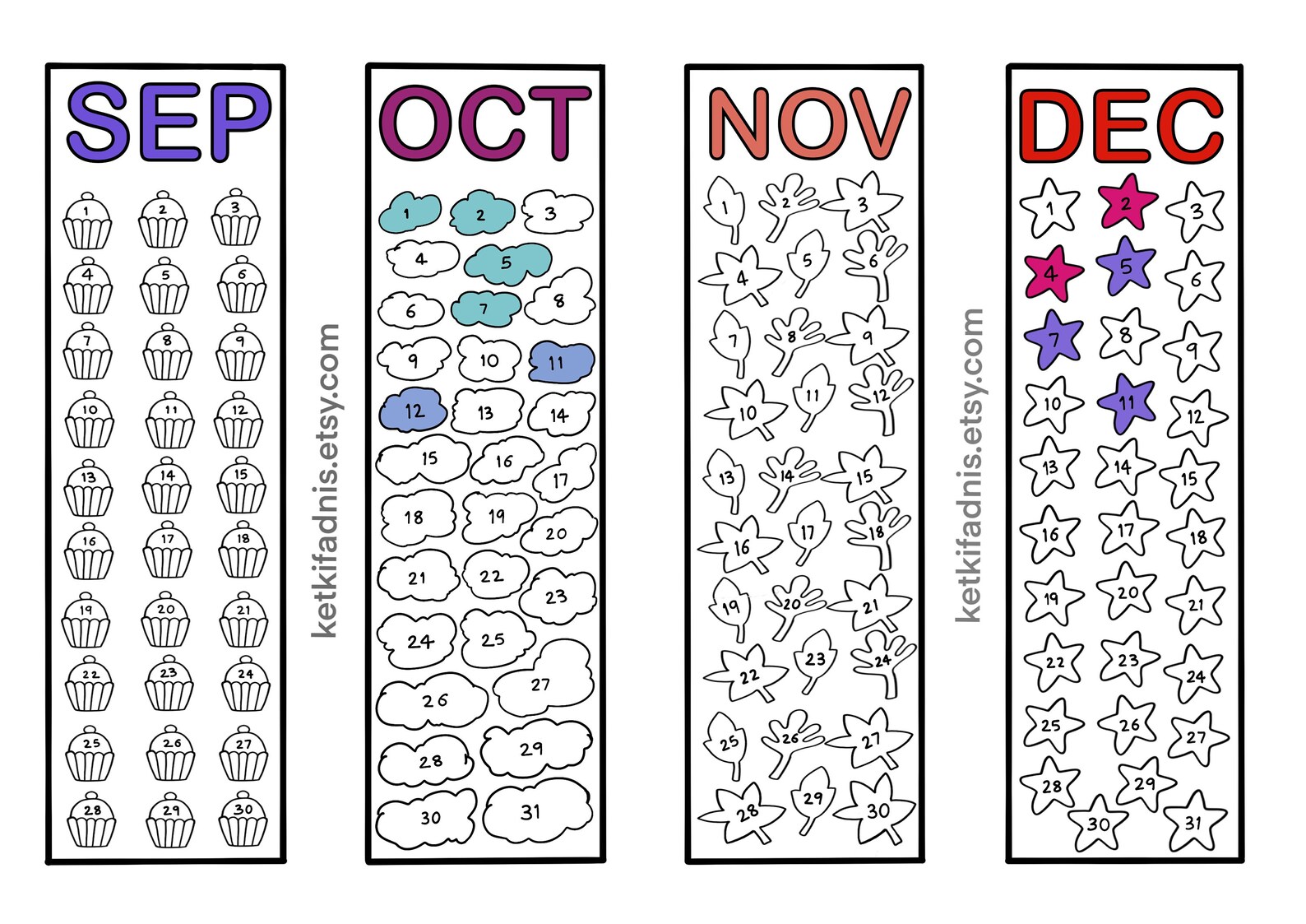 Bookmark Calendar Reading Tracker Bookmark PDF Printable - Etsy