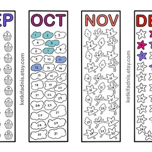 Bookmark Calendar Reading Tracker Bookmark PDF Printable and Coloring ...