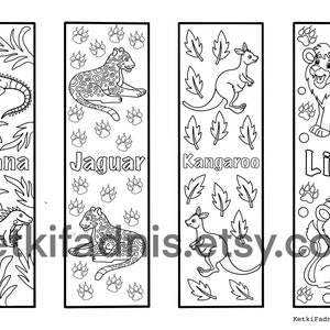 Animals 3 Coloring Bookmarks Bookmarks Coloring Page - Etsy