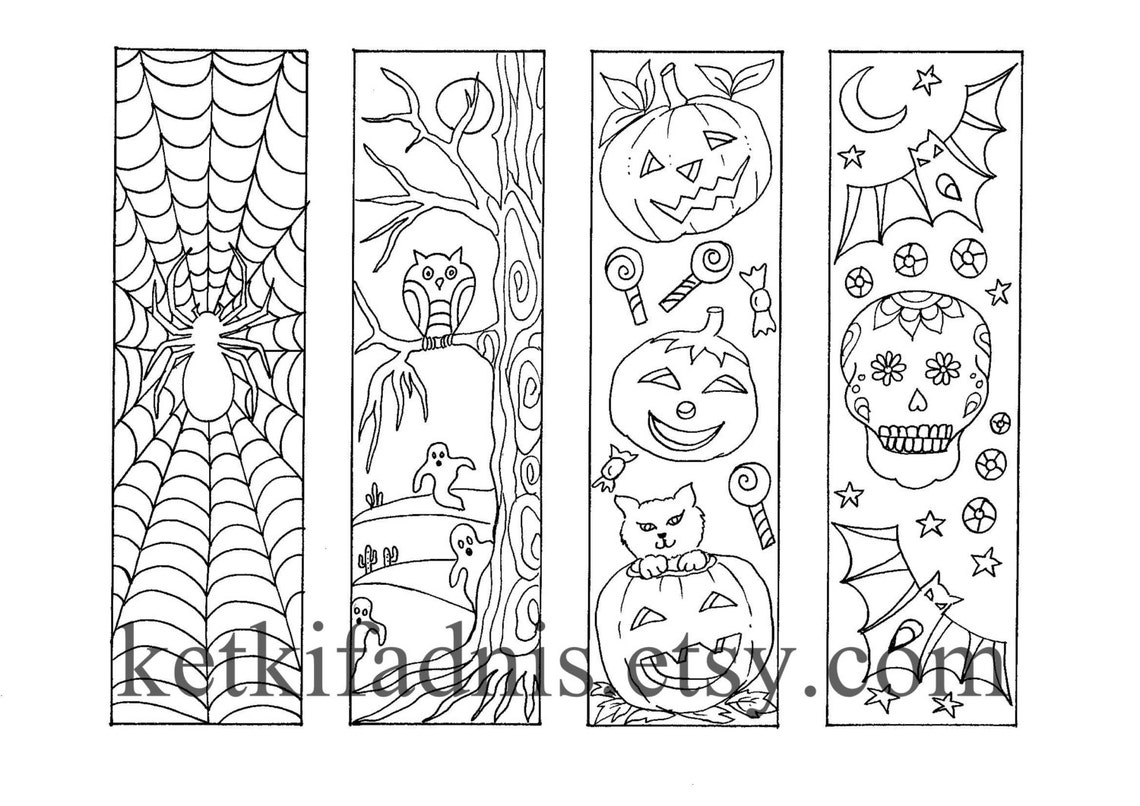 Coloring Bookmarks Halloween Coloring Bookmarks PDF - Etsy